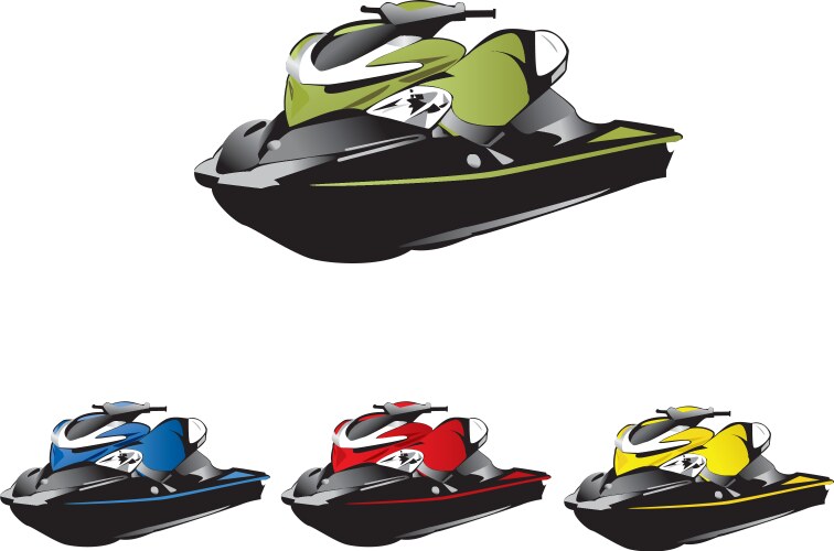 Cartoon little boy rides a jet ski Royalty Free Vector Image