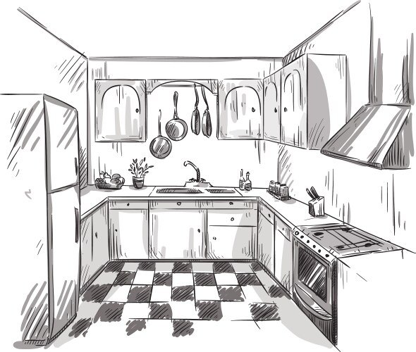 Hand drawn of kitchen utensils Royalty Free Vector Image