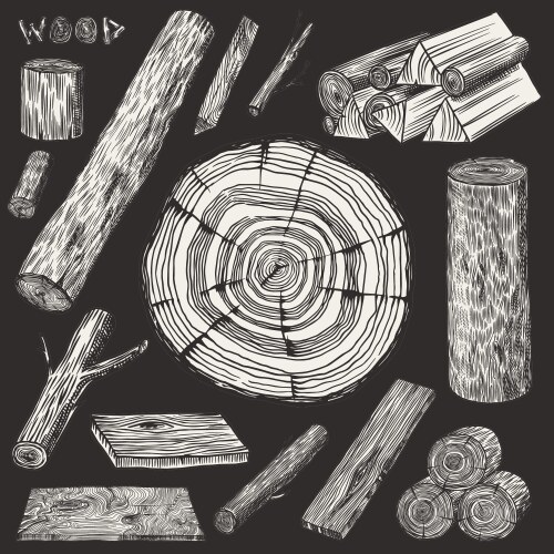 Wood or piece tree plank and log lumber Royalty Free Vector