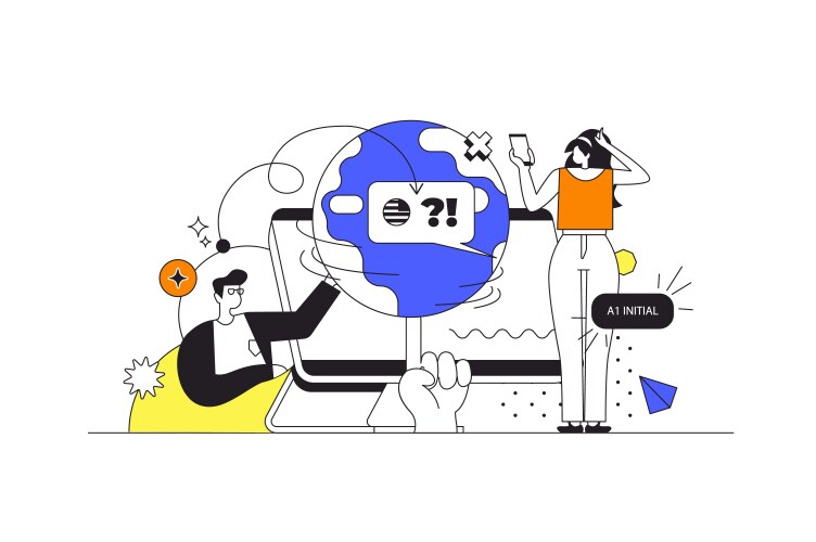 Language course school composition Royalty Free Vector Image