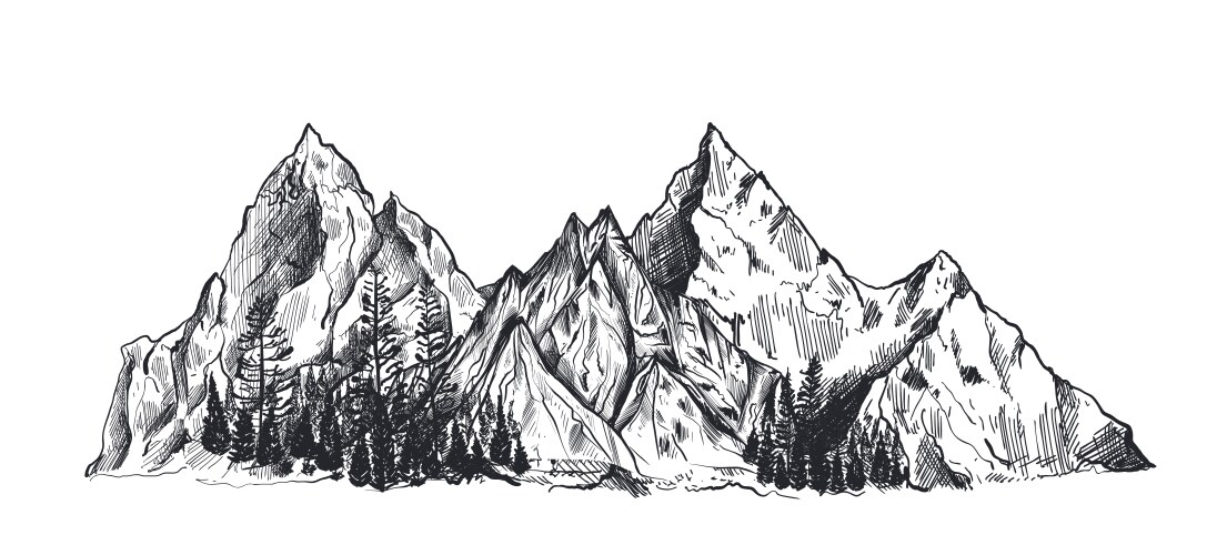 Mountain Ridge Sketch Royalty Free Vector Image