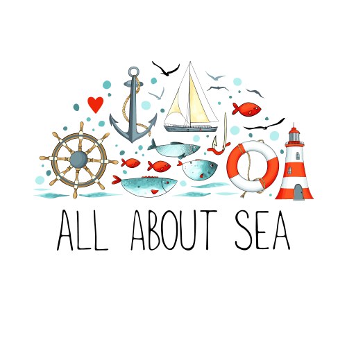 Collection of nautical elements in a circle shape Vector Image