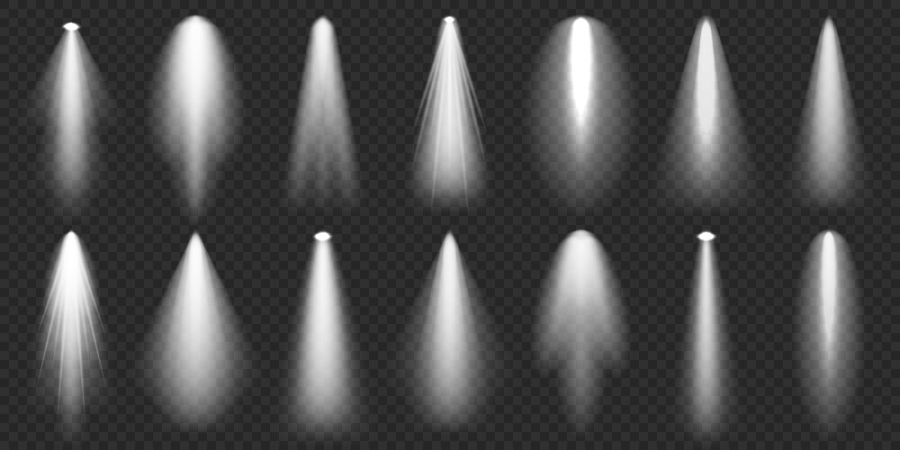 White beam lights spotlights scene Royalty Free Vector Image