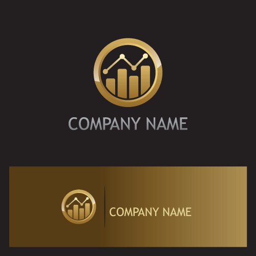 Graph business progress round gold logo Royalty Free Vector