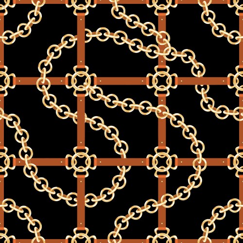 Golden chains and belts seamless pattern baroque Vector Image