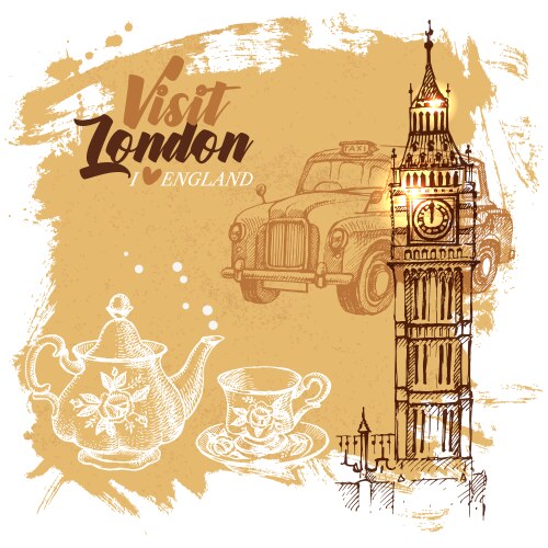Hand drawn sketch england vintage background Vector Image