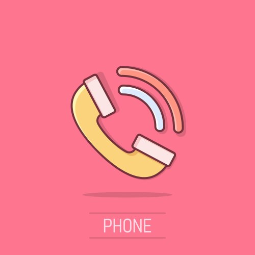 Phone icon in comic style telephone call cartoon Vector Image
