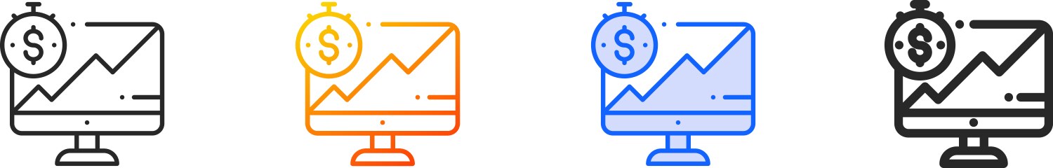 Analytics iconthin linear gradient blue stroke Vector Image