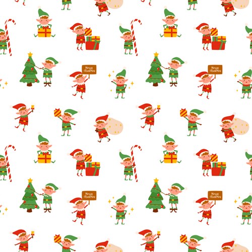 Christmas Elves Pattern – Royalty-Free Vector | VectorStock