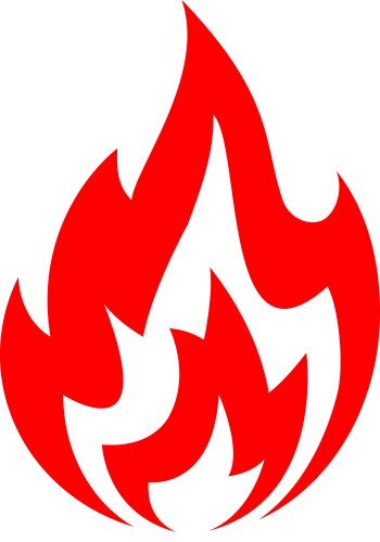 Fire icon red color symbol or emblem Royalty Free Vector