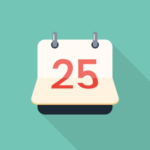 Icon calendar day number 25 25th month Royalty Free Vector