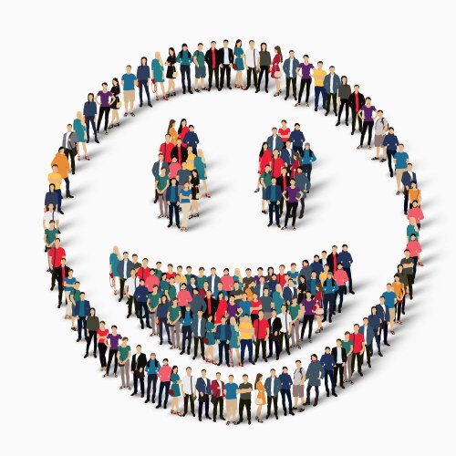 Big crowd businesspeople in smile face shape Vector Image