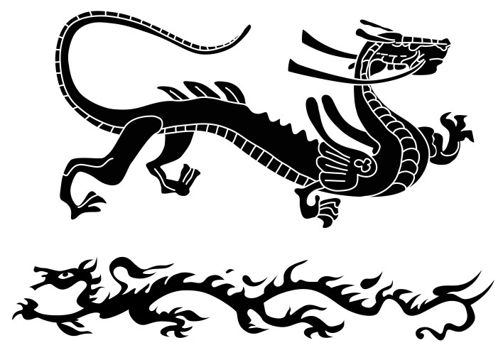Black and white chinese dragon Royalty Free Vector Image