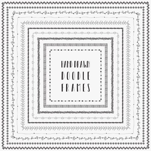 Black hand drawn doodle borders and frames Vector Image