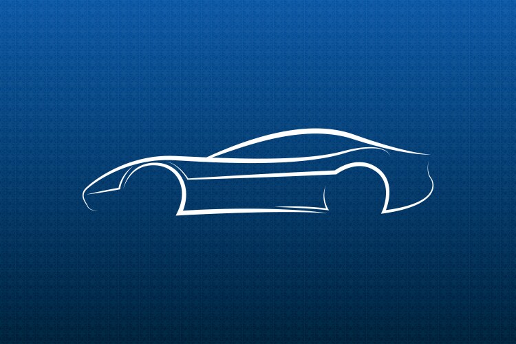 Modern White Car Logo on Blue Gradient Royalty Free Vector