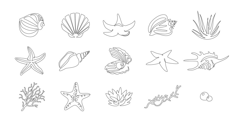 Open pearl shell continuous one line drawing Vector Image