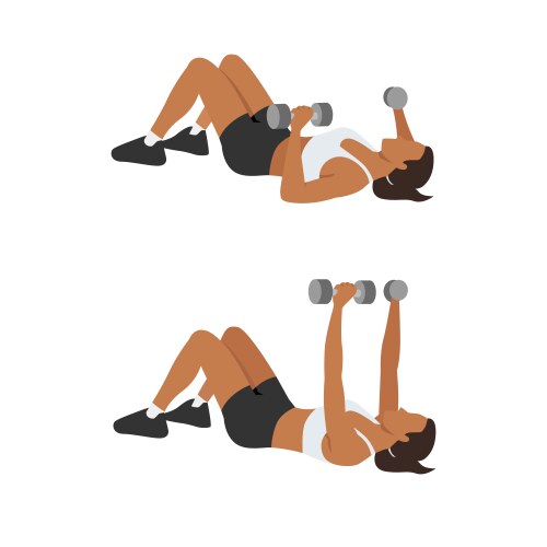 Dumbbell floor chest press exercise flat Vector Image