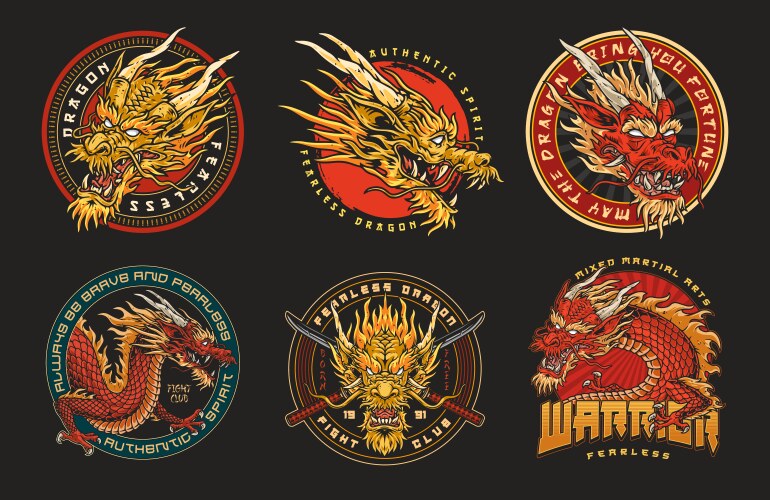 Fight academy mma emblems Royalty Free Vector Image