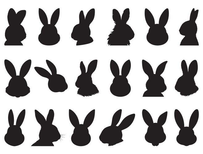 Rabbit Head Silhouette Vector