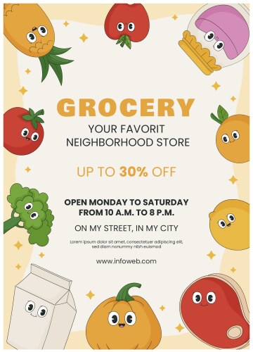 Hand drawn grocery store poster Royalty Free Vector Image