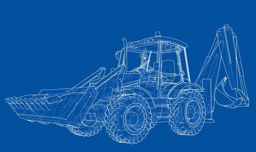 Sketch of loading shovel with back actor Vector Image