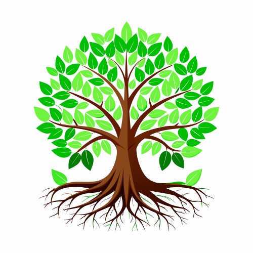 Tree with roots Royalty Free Vector Image - VectorStock