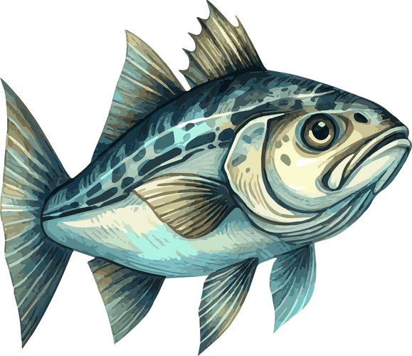 Watercolor of a cod fish Royalty Free Vector Image