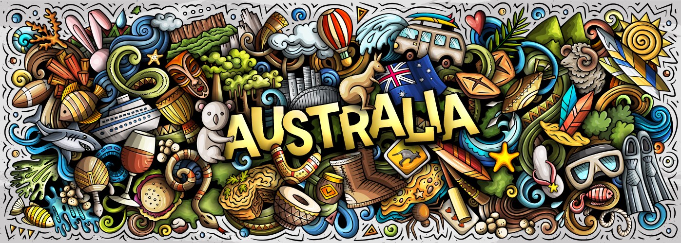 Australia cartoon doodle Royalty Free Vector Image