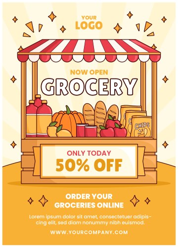 Flat supermarket poster template Royalty Free Vector Image