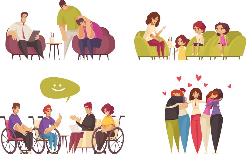 Divorce psychologist consultation flat Royalty Free Vector