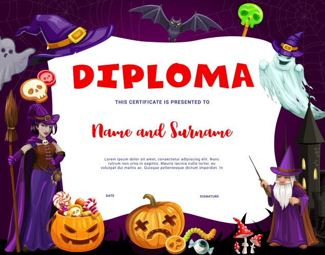 Halloween Ghost Diploma Certificate Royalty Free Vector