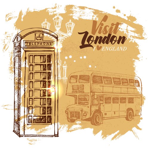 Hand drawn sketch england vintage background Vector Image