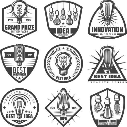 Vintage street lanterns labels set Royalty Free Vector Image