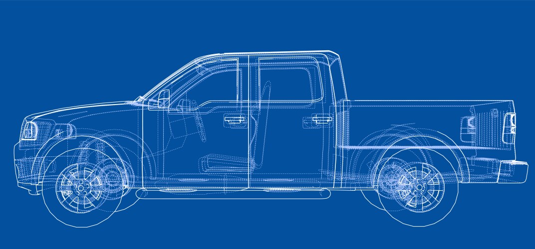 Car suv drawing outline rendering Royalty Free Vector Image