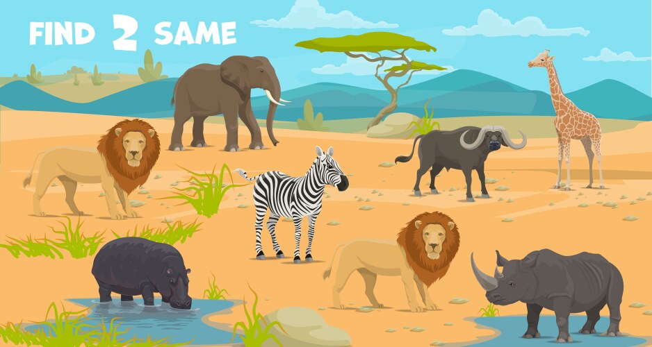 Cartoon wild animals in savannah african safari Vector Image