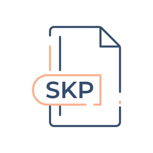 Skp file format icon extension line Royalty Free Vector