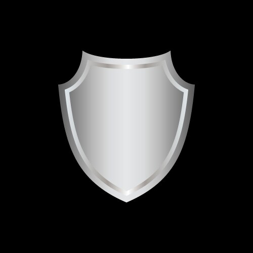 Silver shield shape icon 3d gray emblem sign Vector Image