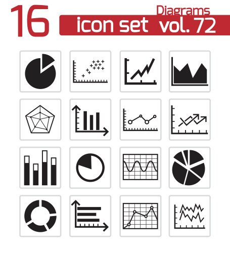 Infographic element diagram black silhouette set Vector Image