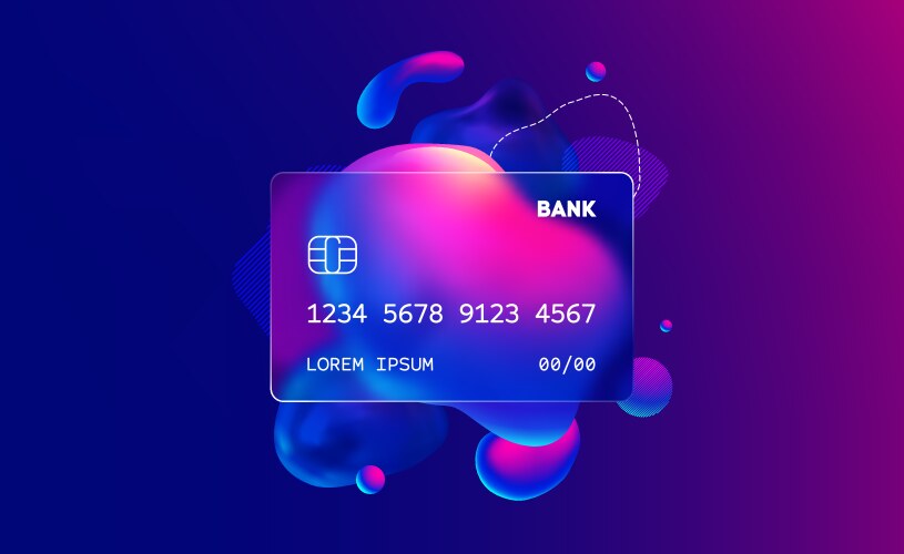 Glass morphism credit card template plastic Vector Image