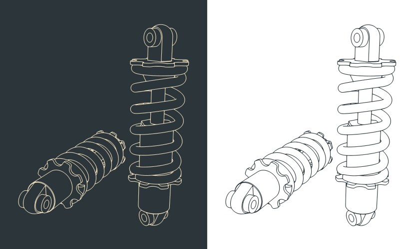 Bike rear swingarm shock blueprints Royalty Free Vector