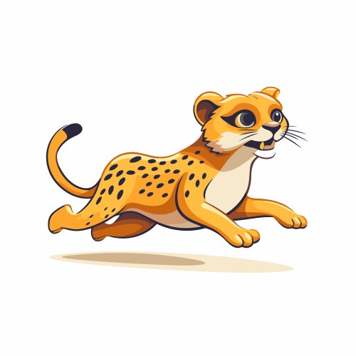 Cartoon cheetah running on white background Vector Image