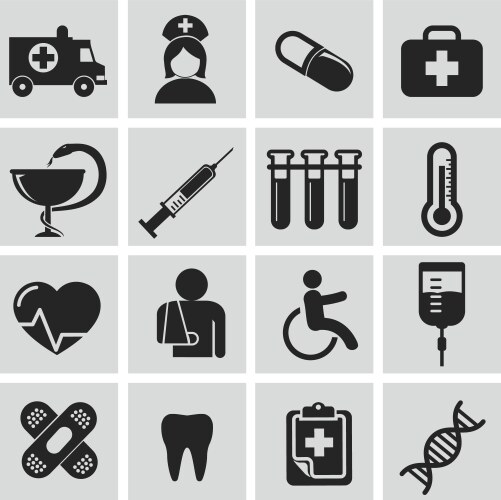 Medical and health icon set Royalty Free Vector Image