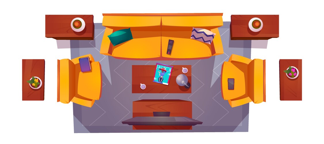 Room interior in studio apartment hotel top view Vector Image