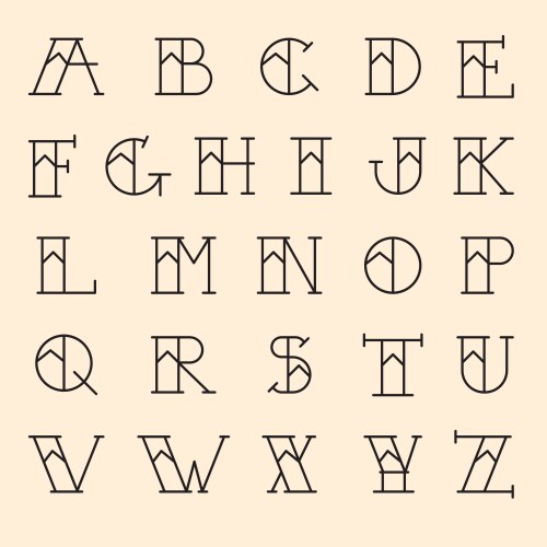 Old school tattoo alphabet letters Royalty Free Vector Image