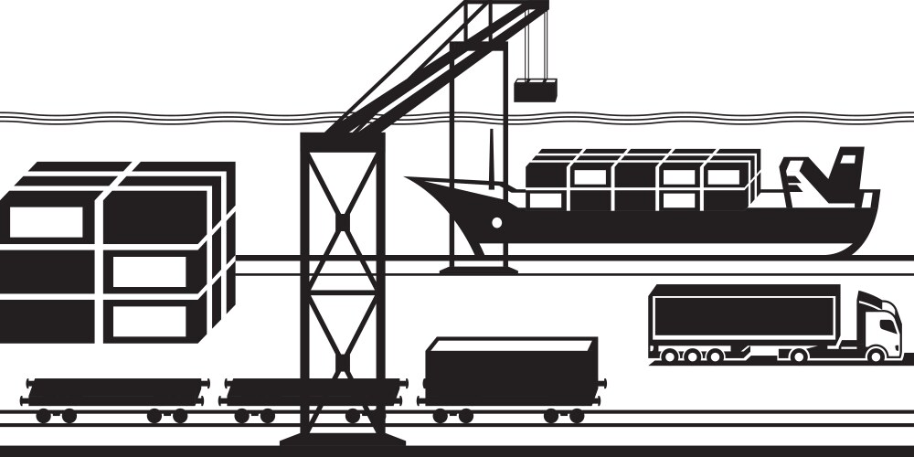 Cargo terminals in perspective Royalty Free Vector Image