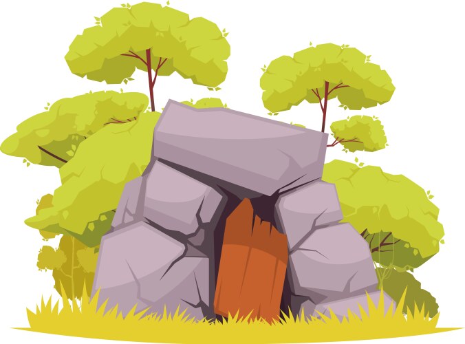 Rustic stone house summer landscape Royalty Free Vector