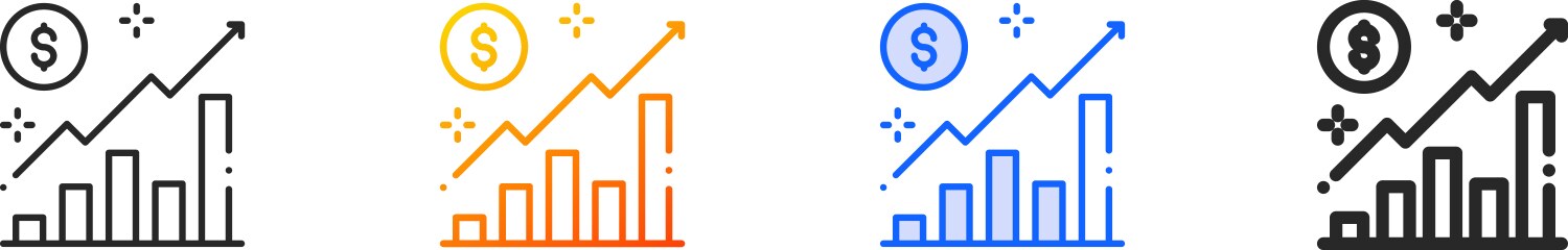 Arrow chart iconthin linear gradient blue stroke Vector Image