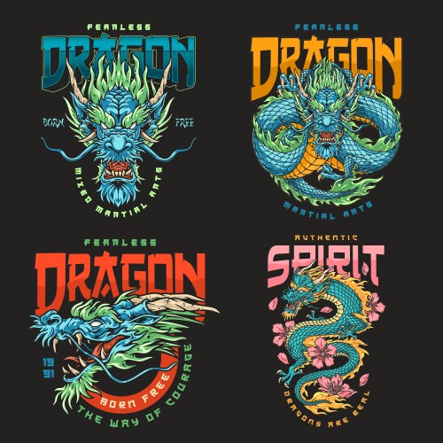 Dragon fight club set flyer Royalty Free Vector Image