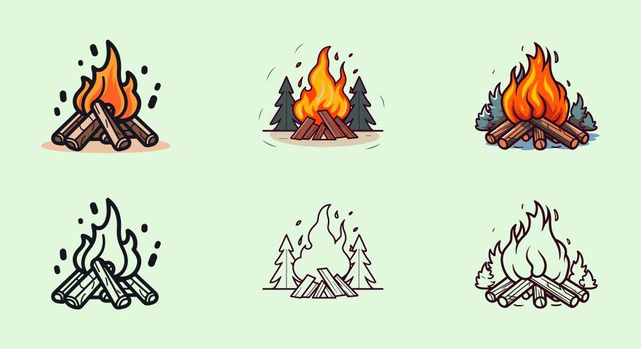 Cosy campfire scenes Royalty Free Vector Image