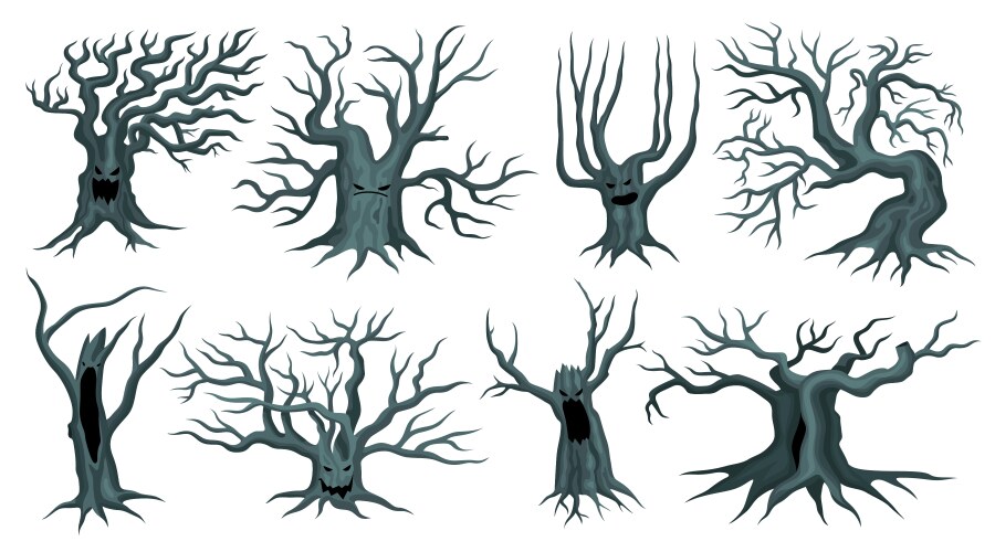 Spooky tree monsters Royalty Free Vector Image